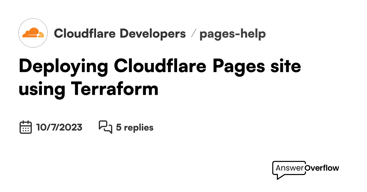 Deploying Cloudflare Pages site using Terraform - Cloudflare Developers
