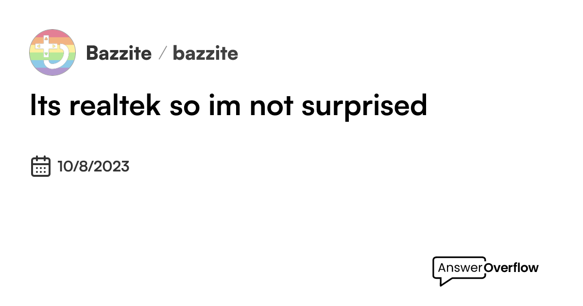 It's realtek so im not surprised - Universal Blue