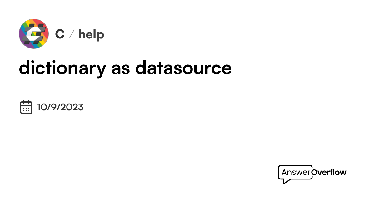 dictionary as datasource - C#