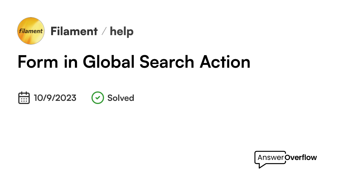 Form in Global Search Action - Filament