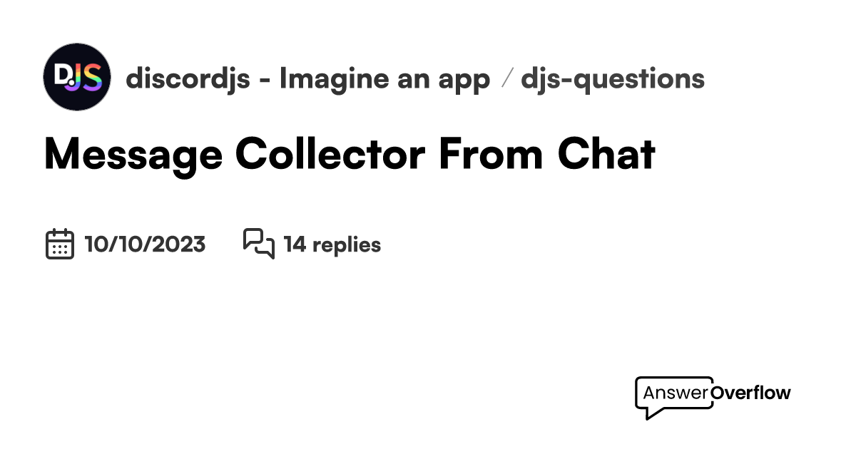 Message Collector From Chat - discord.js - Imagine an app