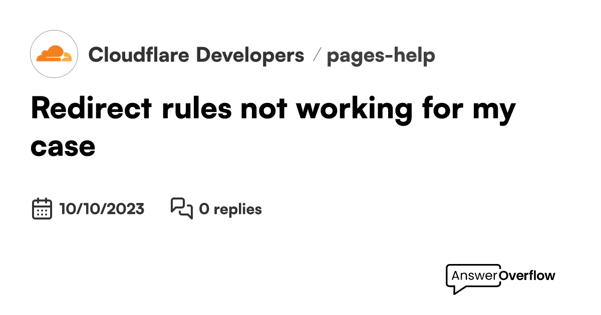 Redirect rules not working for my case - Cloudflare Developers