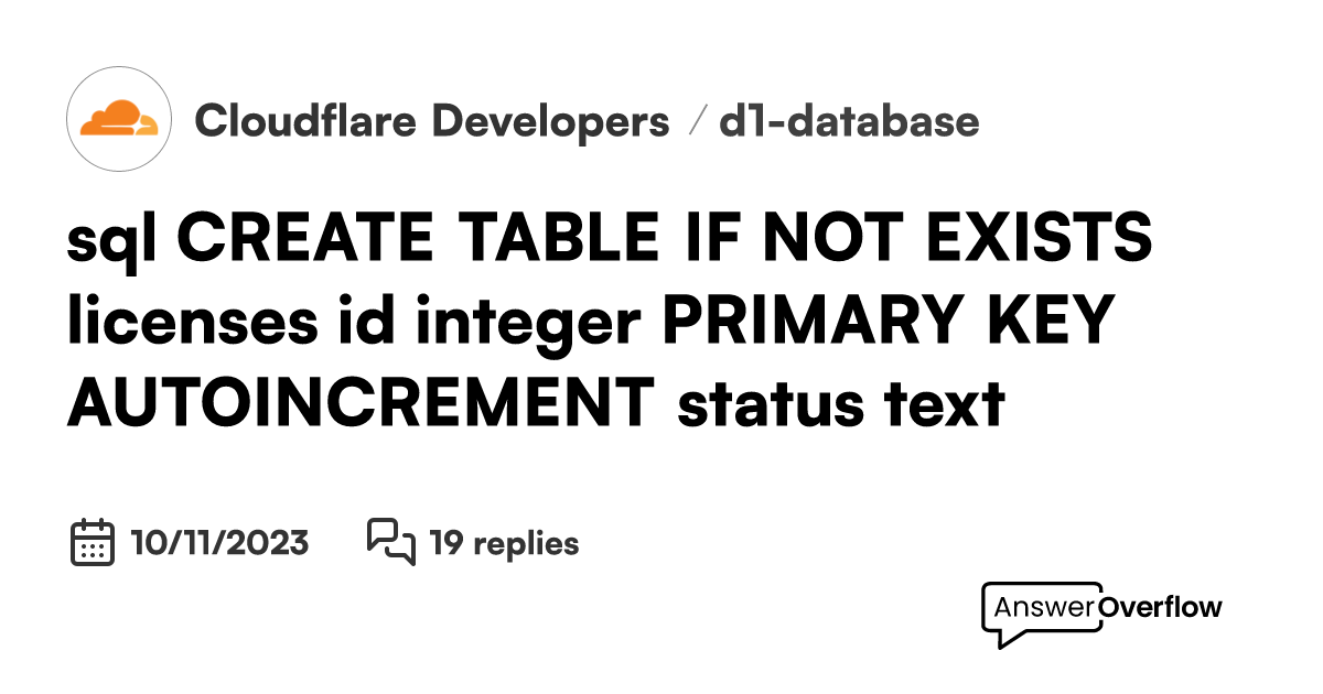 ```sql Create Table If Not Exists Licenses Id Integer Primary Key