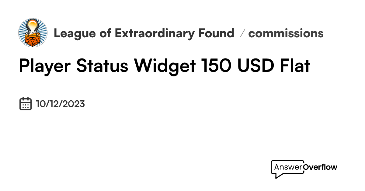 Player Status Widget ($150 USD Flat) - League of Extraordinary FoundryVTT Developers
