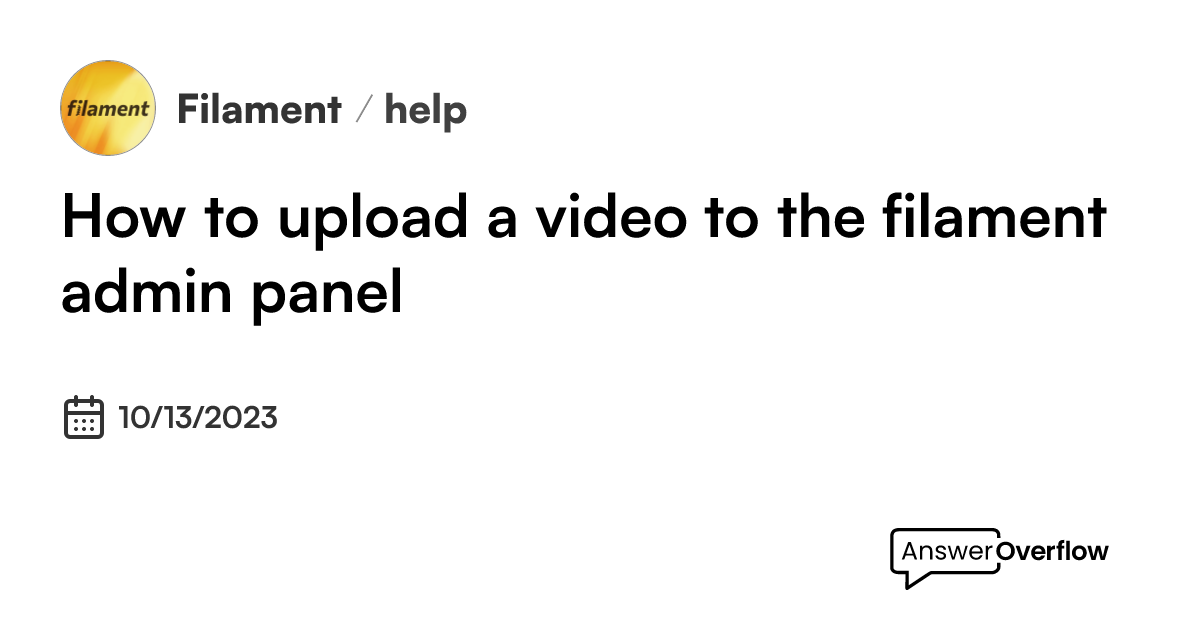 How to upload a video to the filament admin panel - Filament