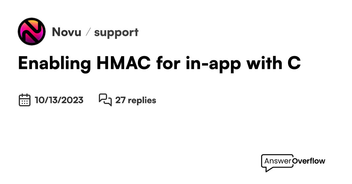 Enabling HMAC for in-app with C# - Novu