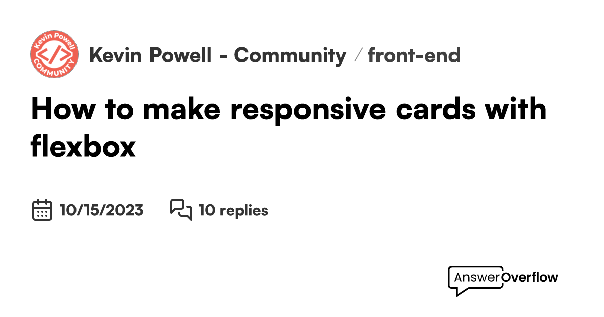How to make responsive cards with flexbox - Kevin Powell - Community