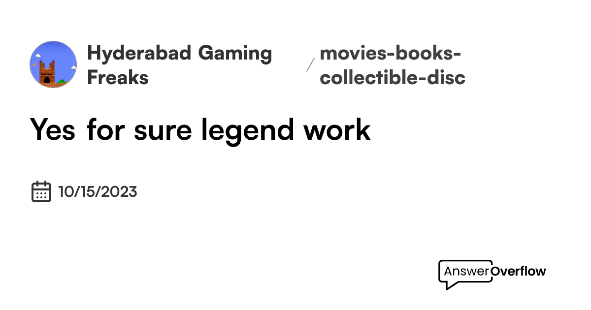 Yes, for sure legend work - Hyderabad Gaming Freaks!🎮🇮🇳