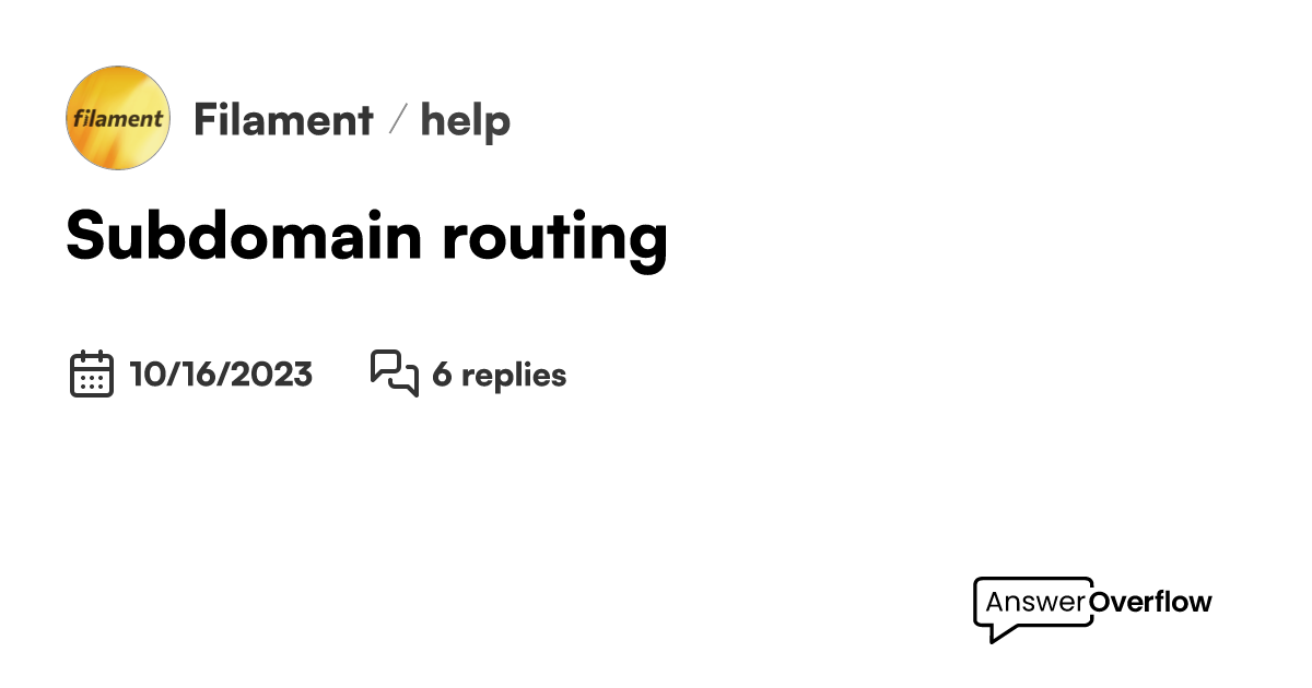 Subdomain routing - Filament