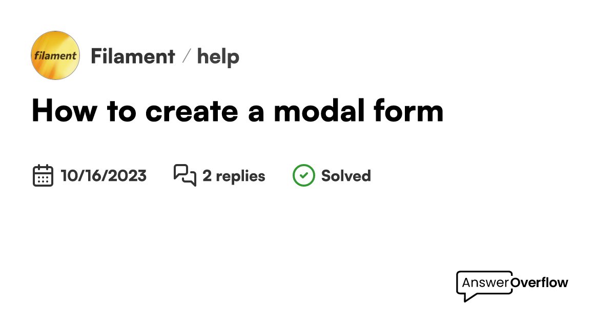 How to create a modal form - Filament