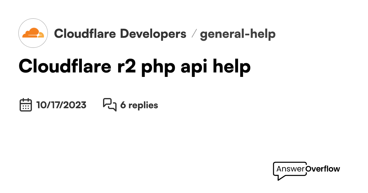 Cloudflare r2 php api help - Cloudflare Developers