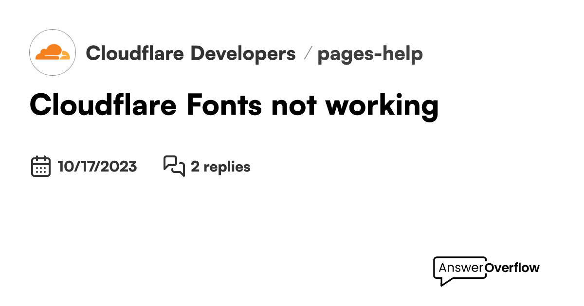 Cloudflare Fonts not working - Cloudflare Developers