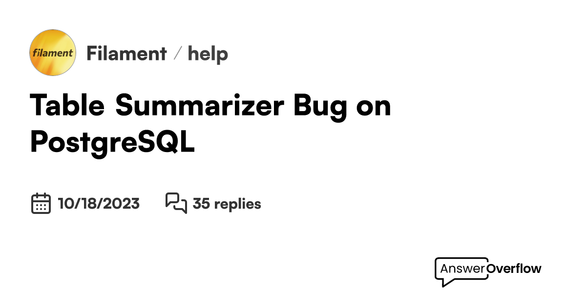 Table Summarizer Bug on PostgreSQL - Filament