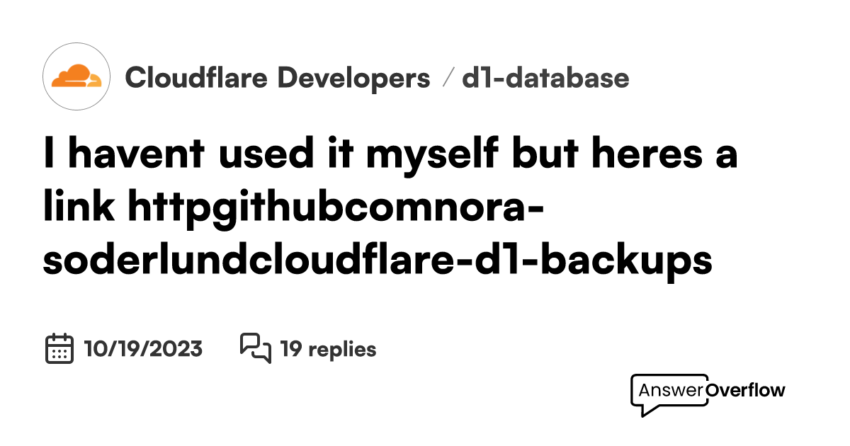 I haven't used it myself, but here's a link: http://github.com/nora-soderlund/cloudflare-d1 ...
