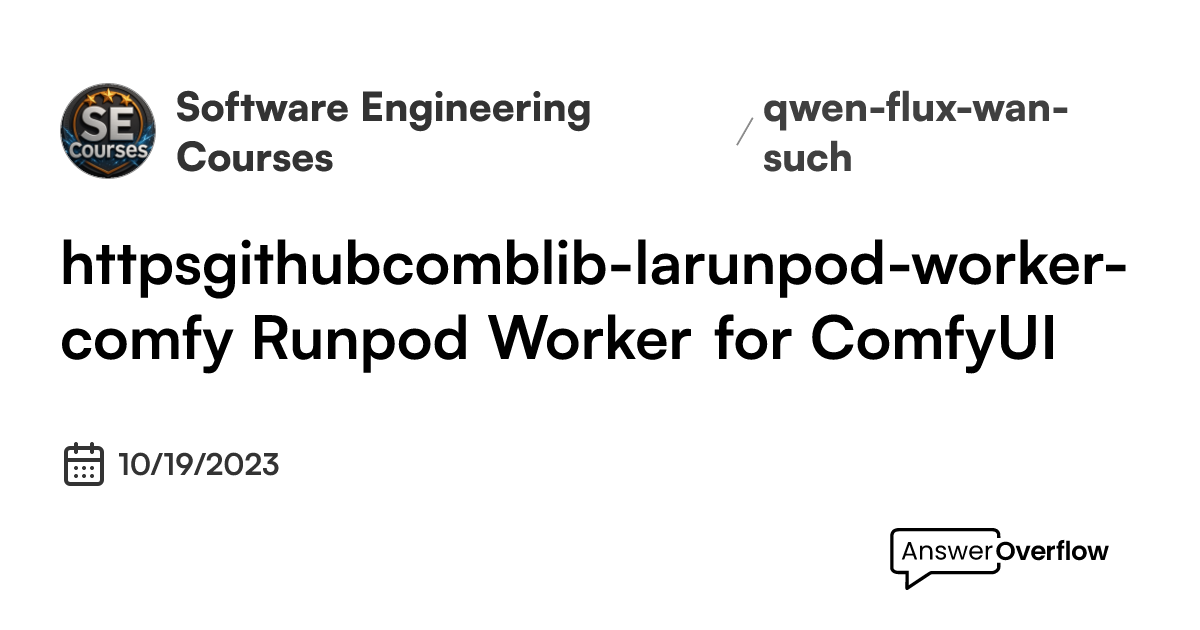 https://github.com/blib-la/runpod-worker-comfy Runpod Worker for ComfyUI - Software Engineering ...