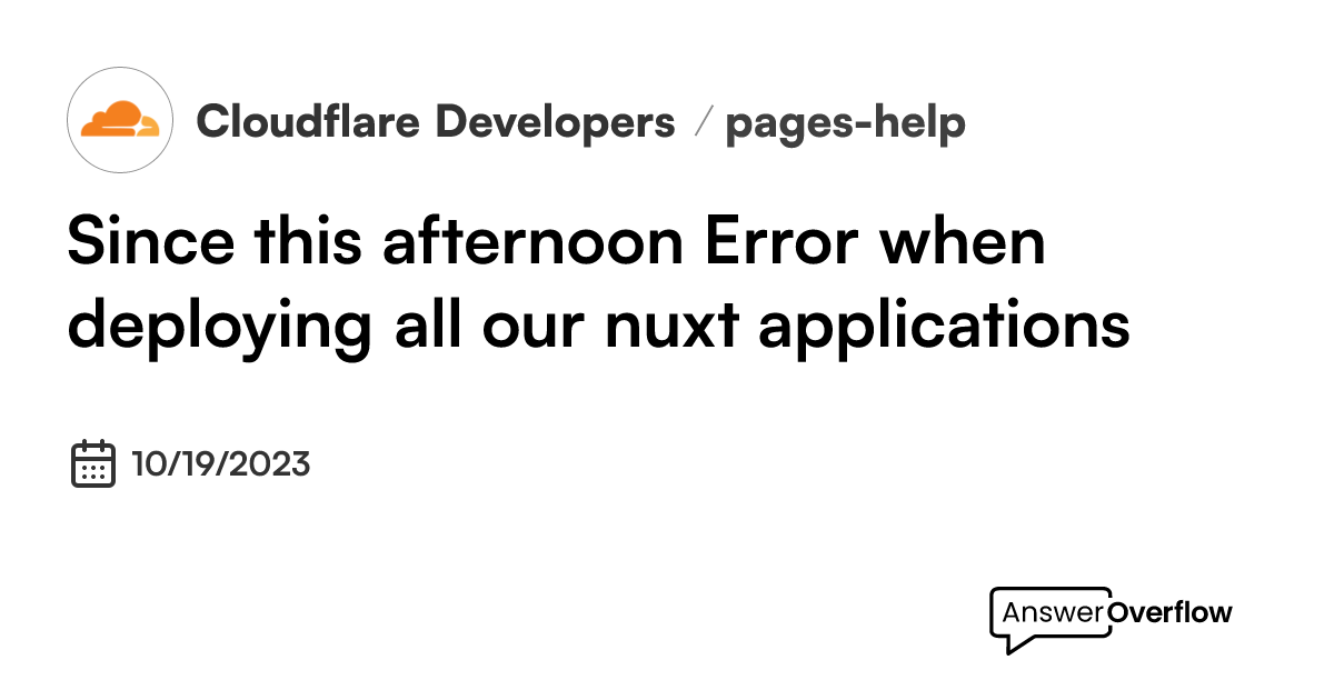Since this afternoon Error when deploying all our nuxt applications ...