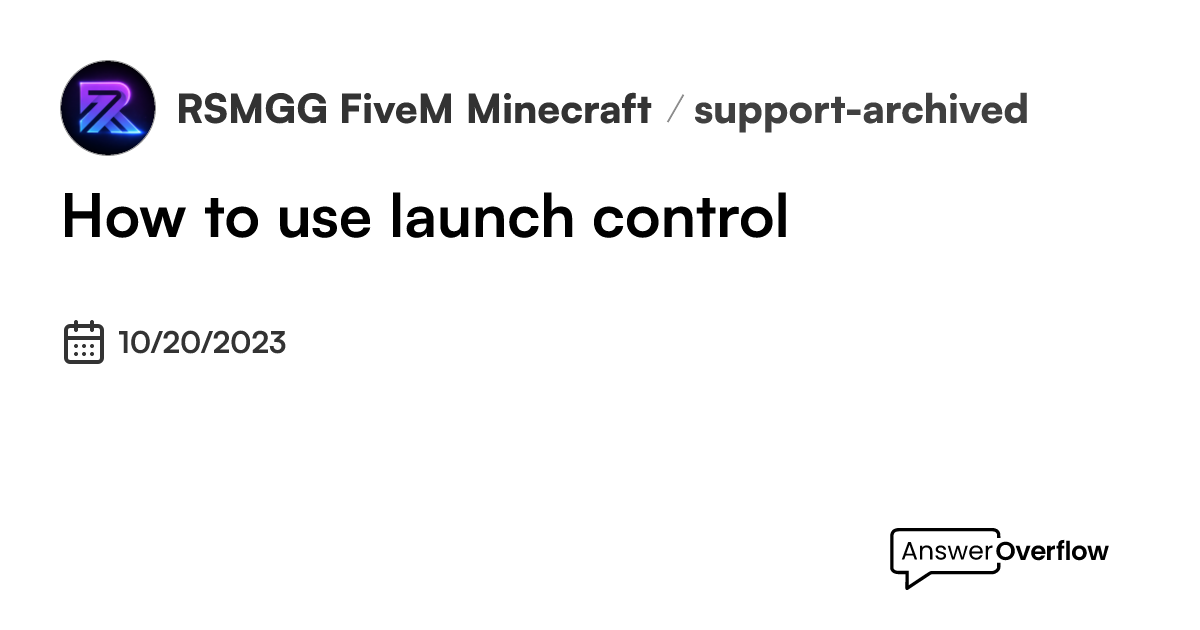 How to use launch control? - RSM.GG