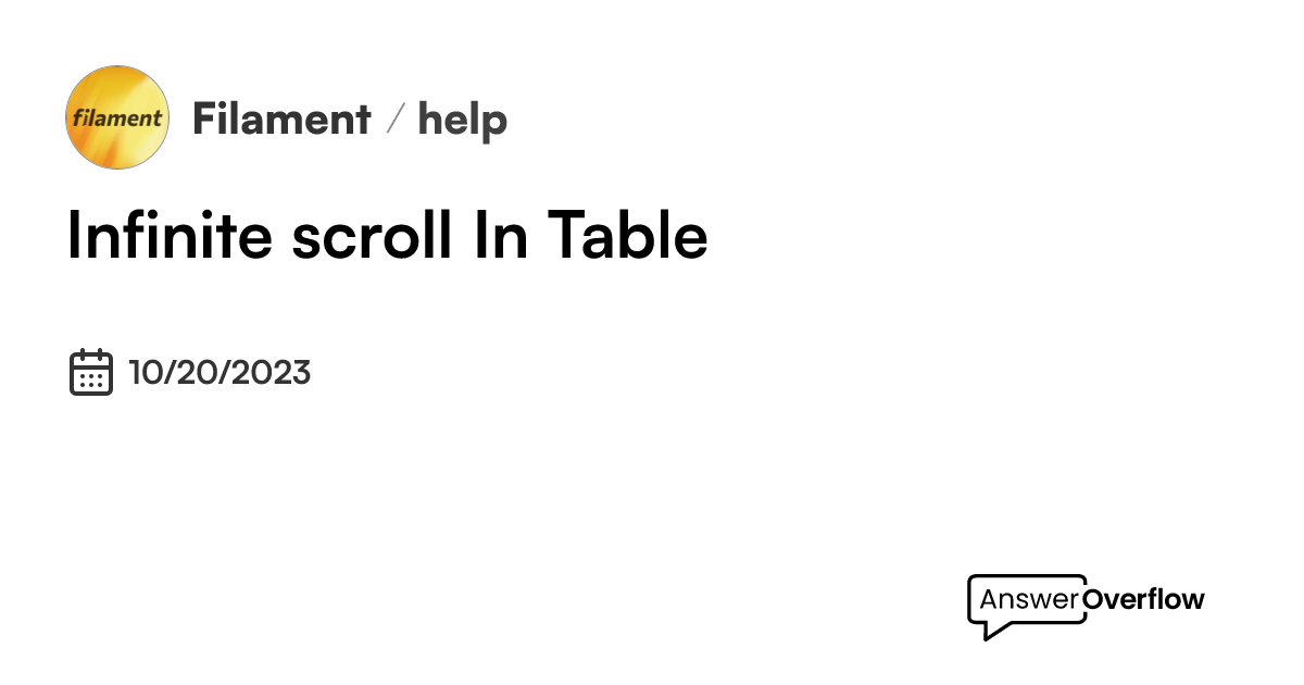 Infinite scroll In Table - Filament