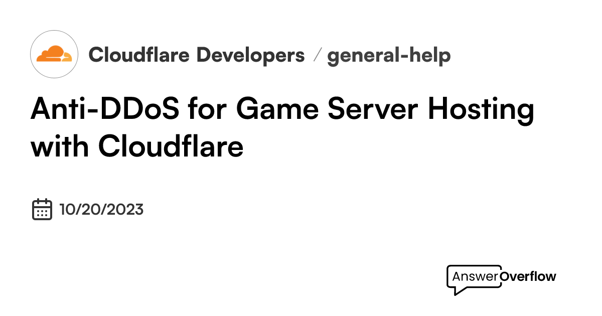 Anti-DDoS for Game Server Hosting with Cloudflare - Cloudflare Developers