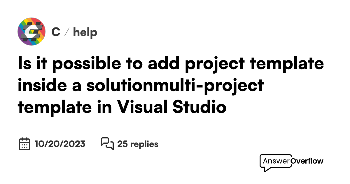 Is it possible to add project template inside a solution/multi-project template in Visual Studio ...