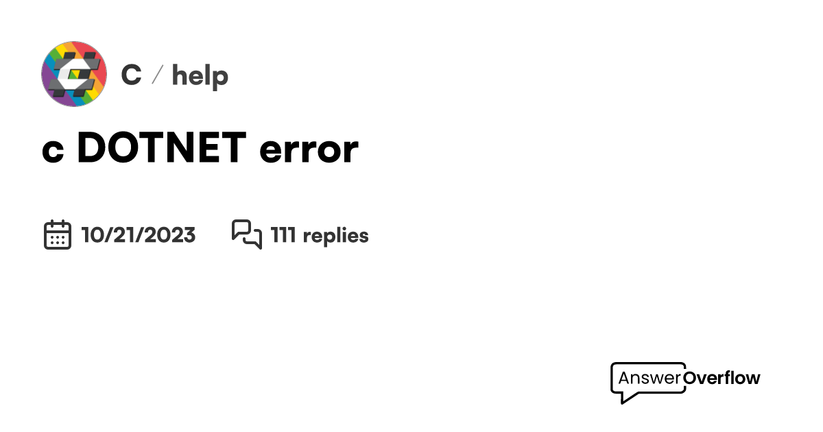 c# DOTNET error - C#