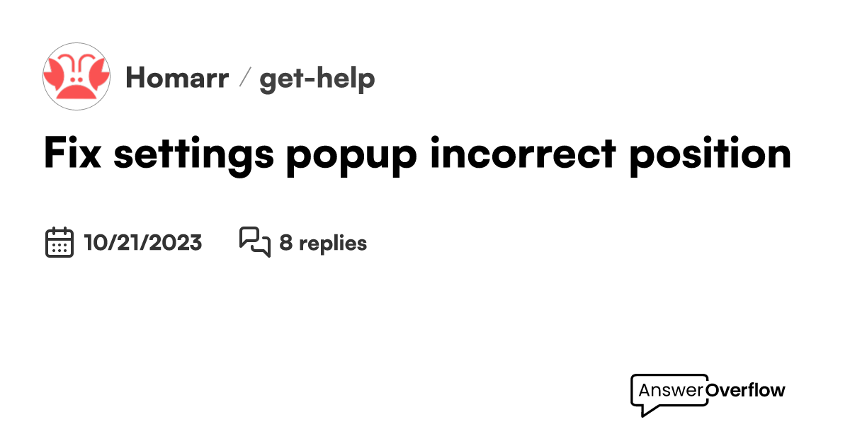 Fix settings popup incorrect position - Homarr
