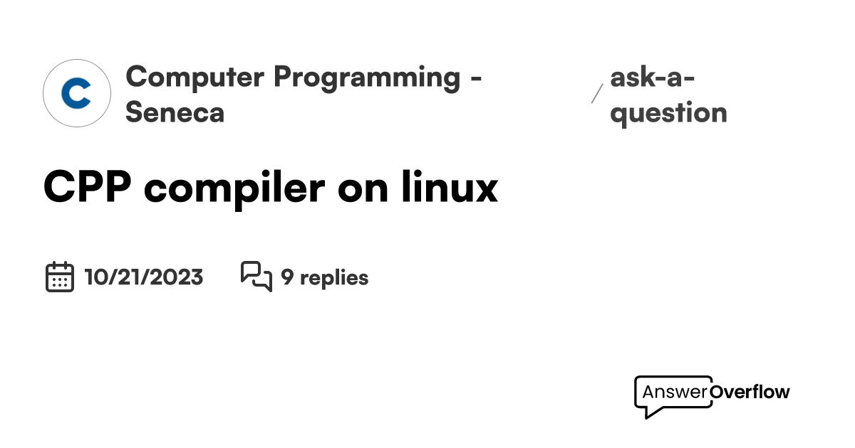 CPP compiler on linux - Computer Programming - Seneca Polytechnic College