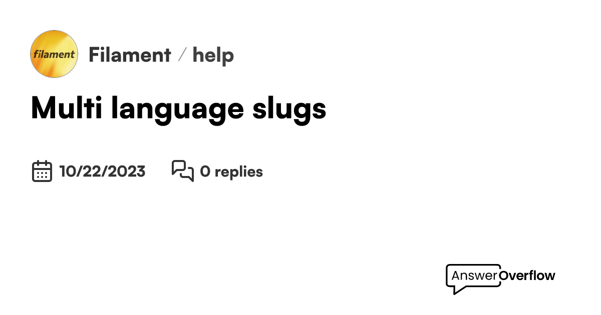 Multi Language Slugs Filament 