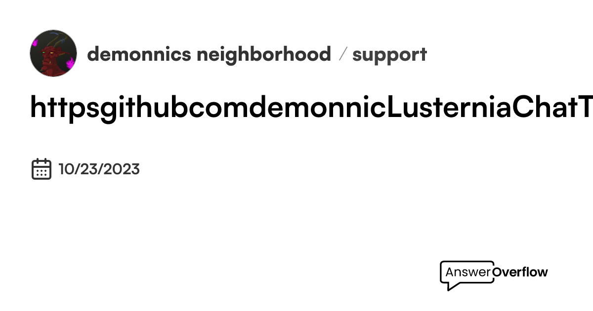 there it is - demonnic's neighborhood