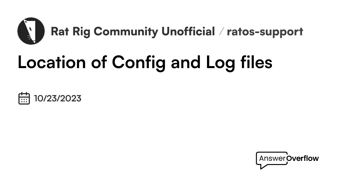 Location of Config and Log files - Rat Rig Community [Unofficial]