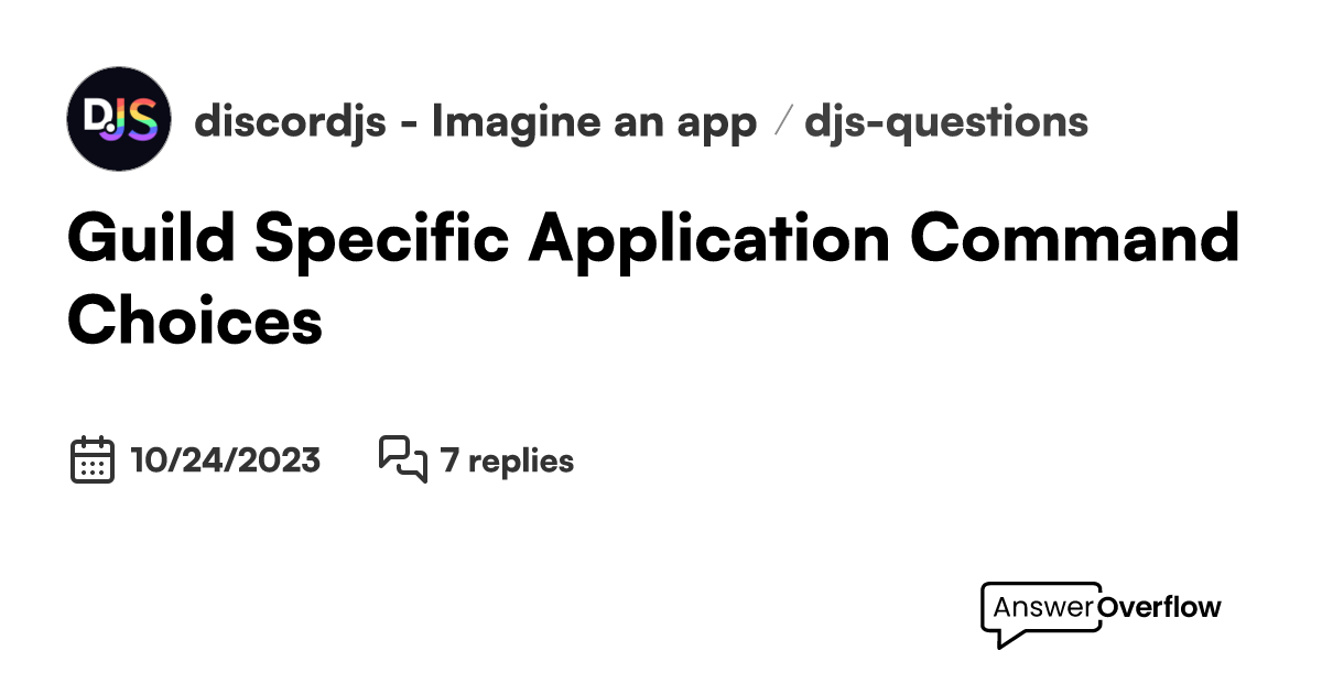 Guild Specific Application Command Choices - discord.js - Imagine an app