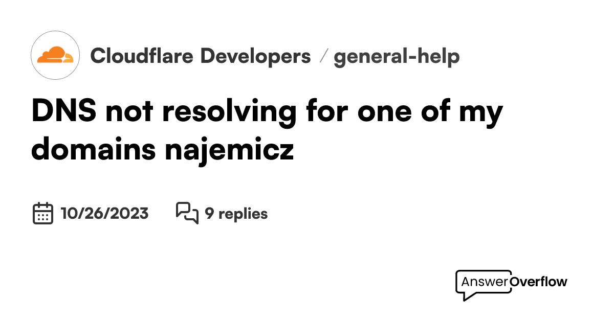 DNS not resolving for one of my domains: najemi.cz - Cloudflare Developers