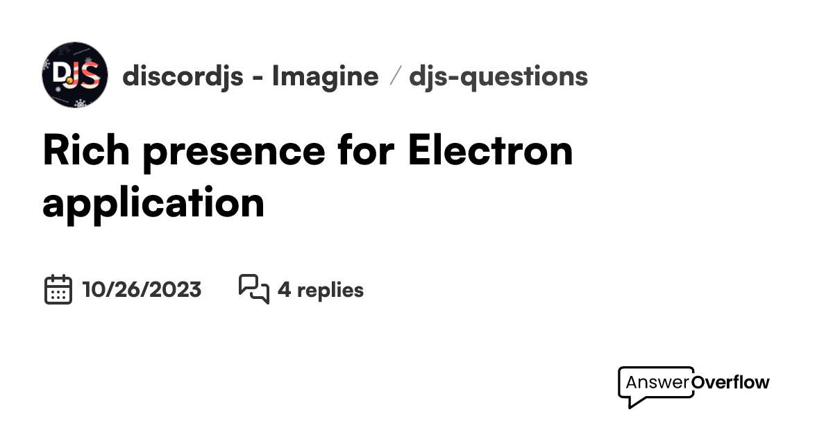Rich presence for Electron application - discord.js - Imagine an app