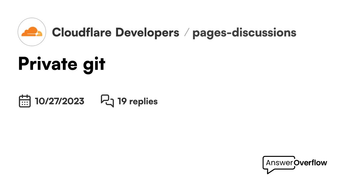 Private git - Cloudflare Developers