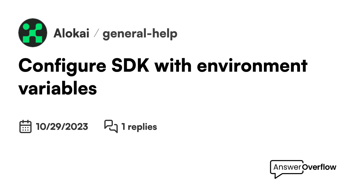 Configure SDK with environment variables - Alokai