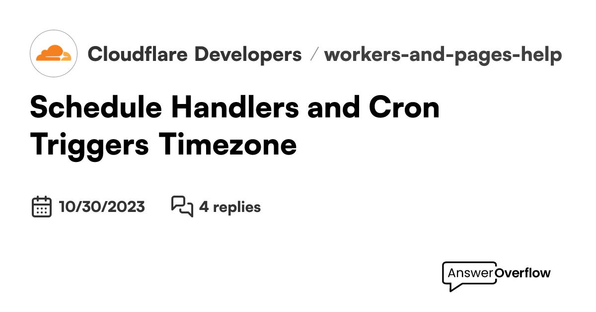 Schedule Handlers and Cron Triggers Timezone - Cloudflare Developers
