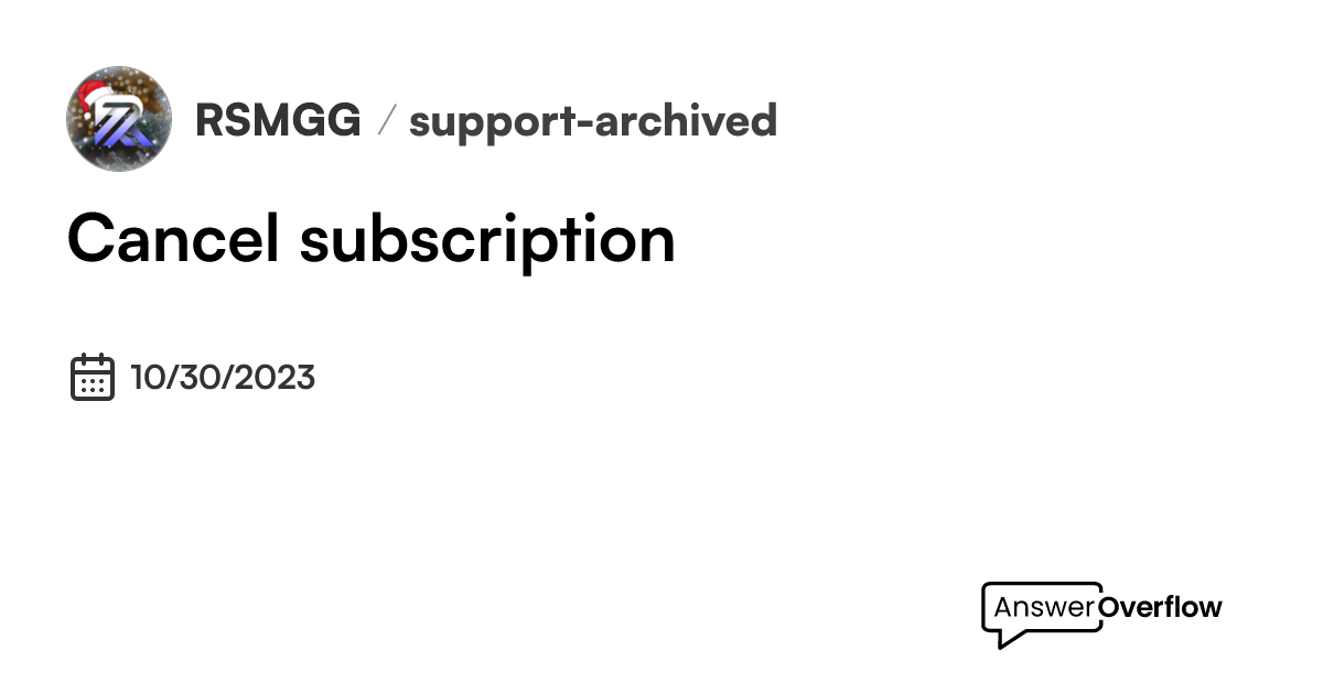 Cancel subscription - RSM.GG