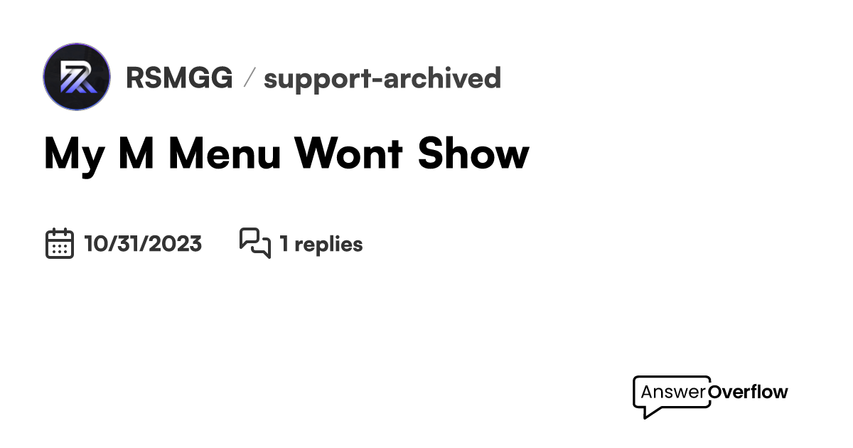 My *M* Menu Wont Show - RSM.GG