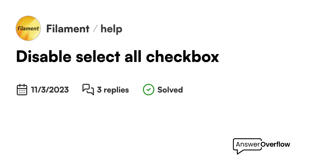 Disable "select all" checkbox - Filament