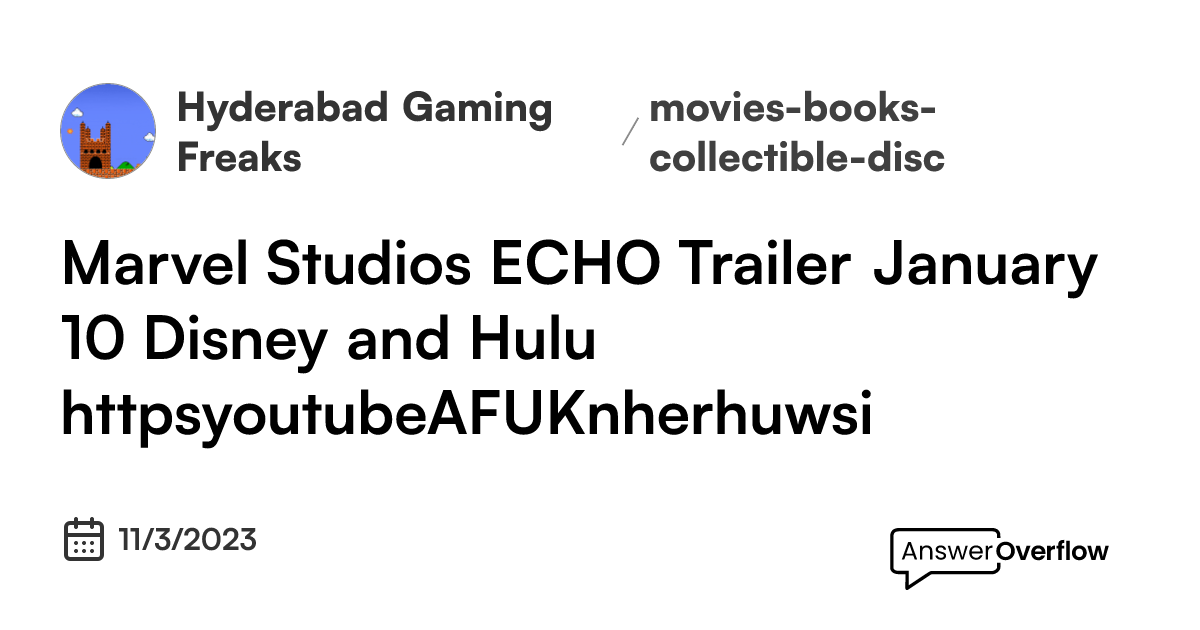 **Marvel Studios' ECHO | Trailer | January 10 | Disney+ and Hulu** https://youtu.be/AFUKnherhuw ...