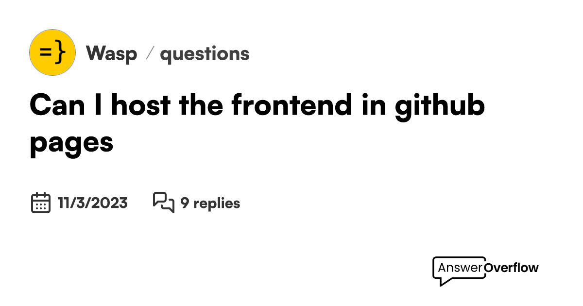 Can I host the frontend in github pages? - Wasp