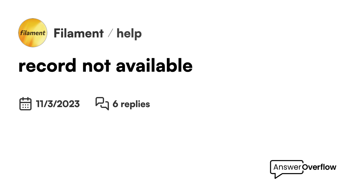 $record not available? - Filament