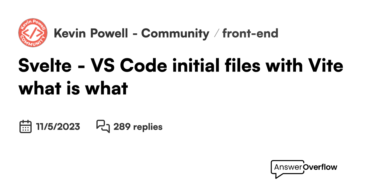 Svelte - VS Code initial files with Vite, what is what? - Kevin Powell - Community
