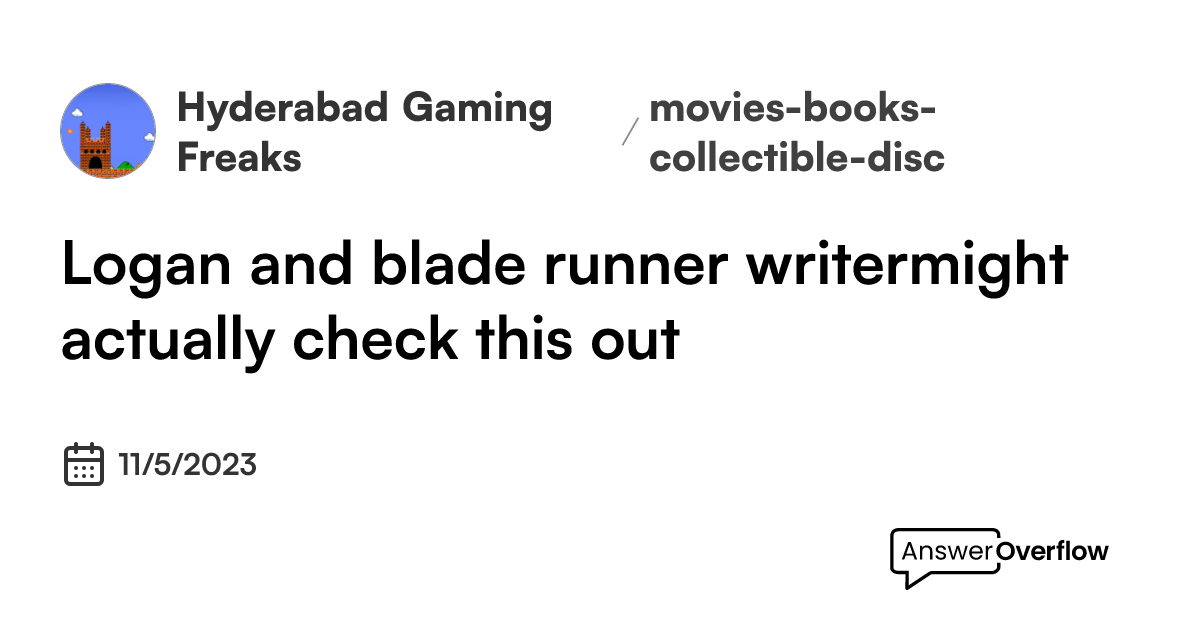 Logan and blade runner writer👀might actually check this out - Hyderabad ...