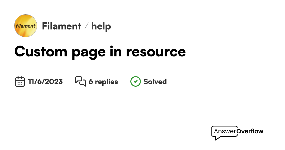 Custom page in resource - Filament