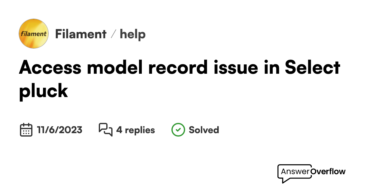 Access model $record issue in Select (pluck) - Filament