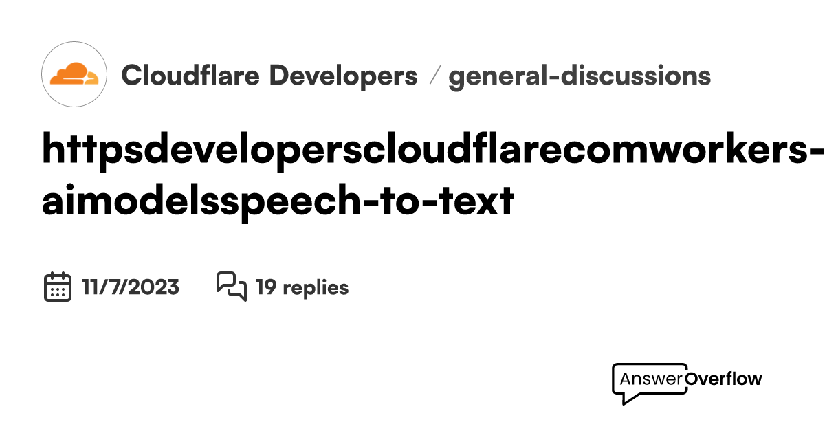 - Cloudflare Developers