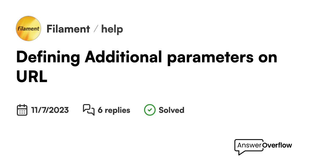 Defining Additional parameters on URL - Filament