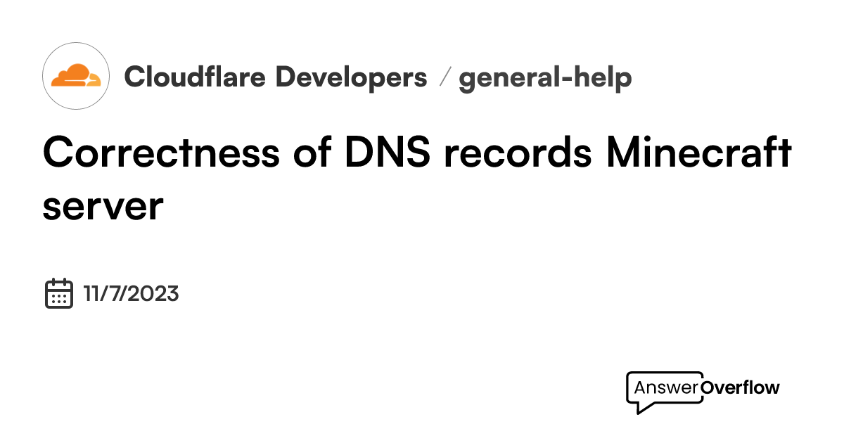 Correctness of DNS records Minecraft server - Cloudflare Developers