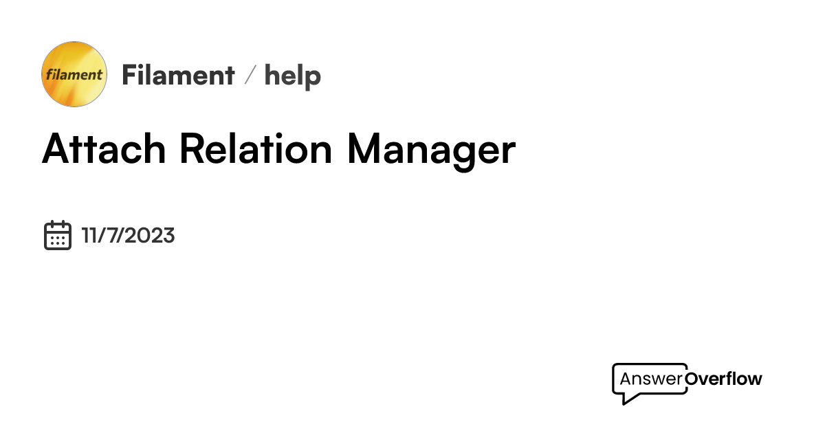 Attach Relation Manager - Filament